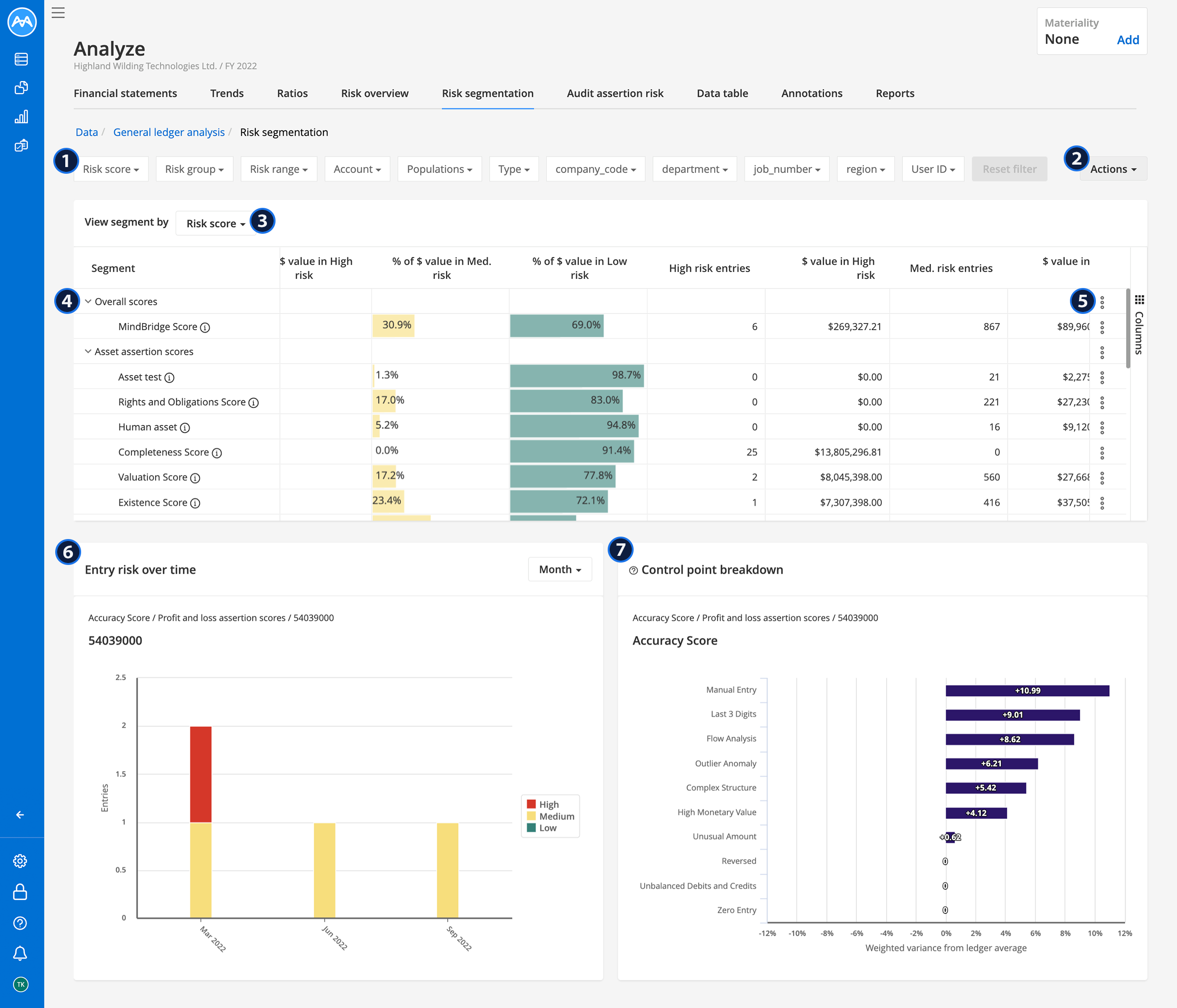 Risk segmentation dashboard: Overview – MindBridge: English (US)