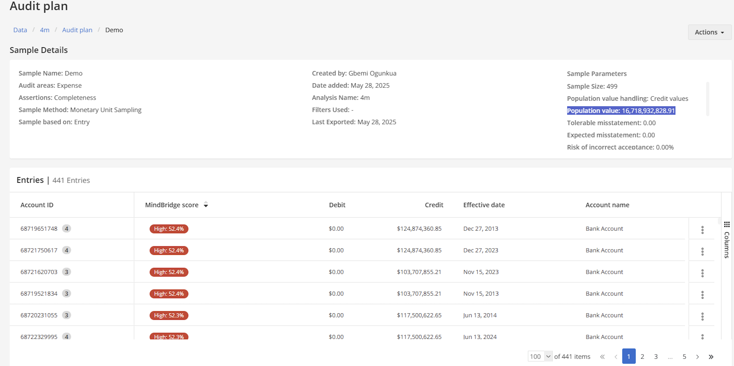 Monetary Unit Sampling – MindBridge: English (US)