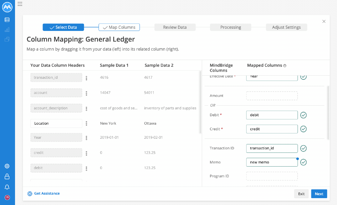 Duplicating Columns MindBridge