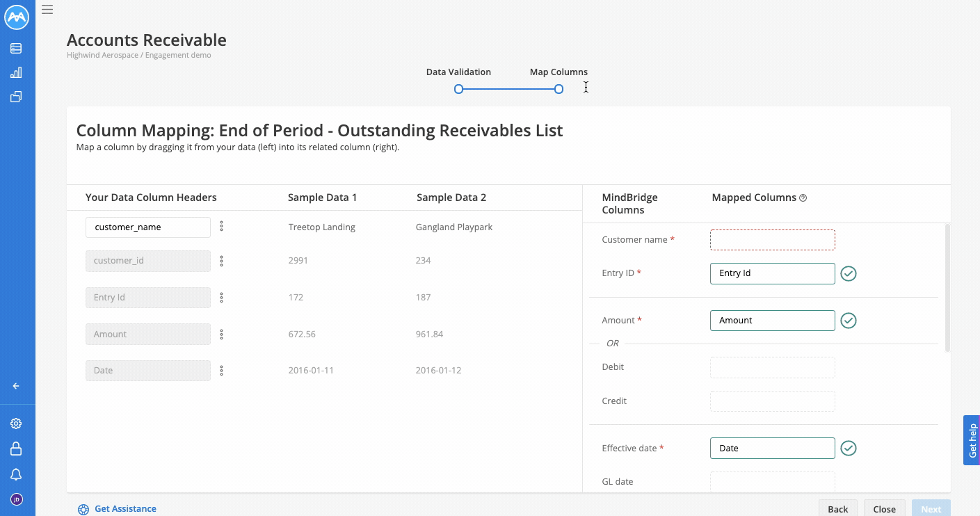 Import a start or end of period outstanding receivables list ...